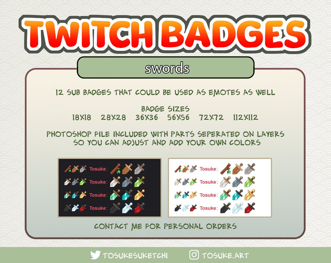 Sword Twitch Badges / Emotes ( Bit or Sub) - Etsy