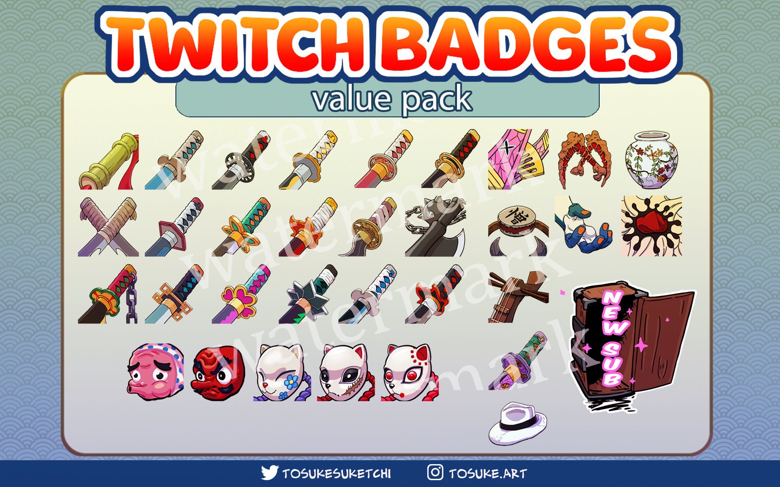 Nichirin Sword Twitch Badges / Emotes ( Bit or Sub) | Slayer Katana ...