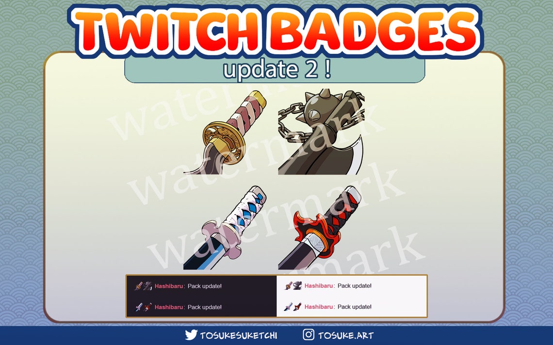 Nichirin Sword Twitch Badges / Emotes ( Bit or Sub) | Slayer Katana ...