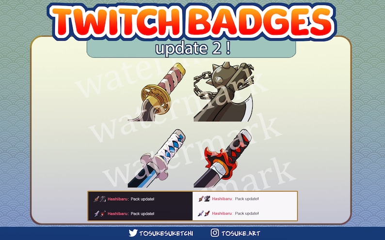 Nichirin Sword Twitch Badges / Emotes ( Bit or Sub) | Slayer Katana ...