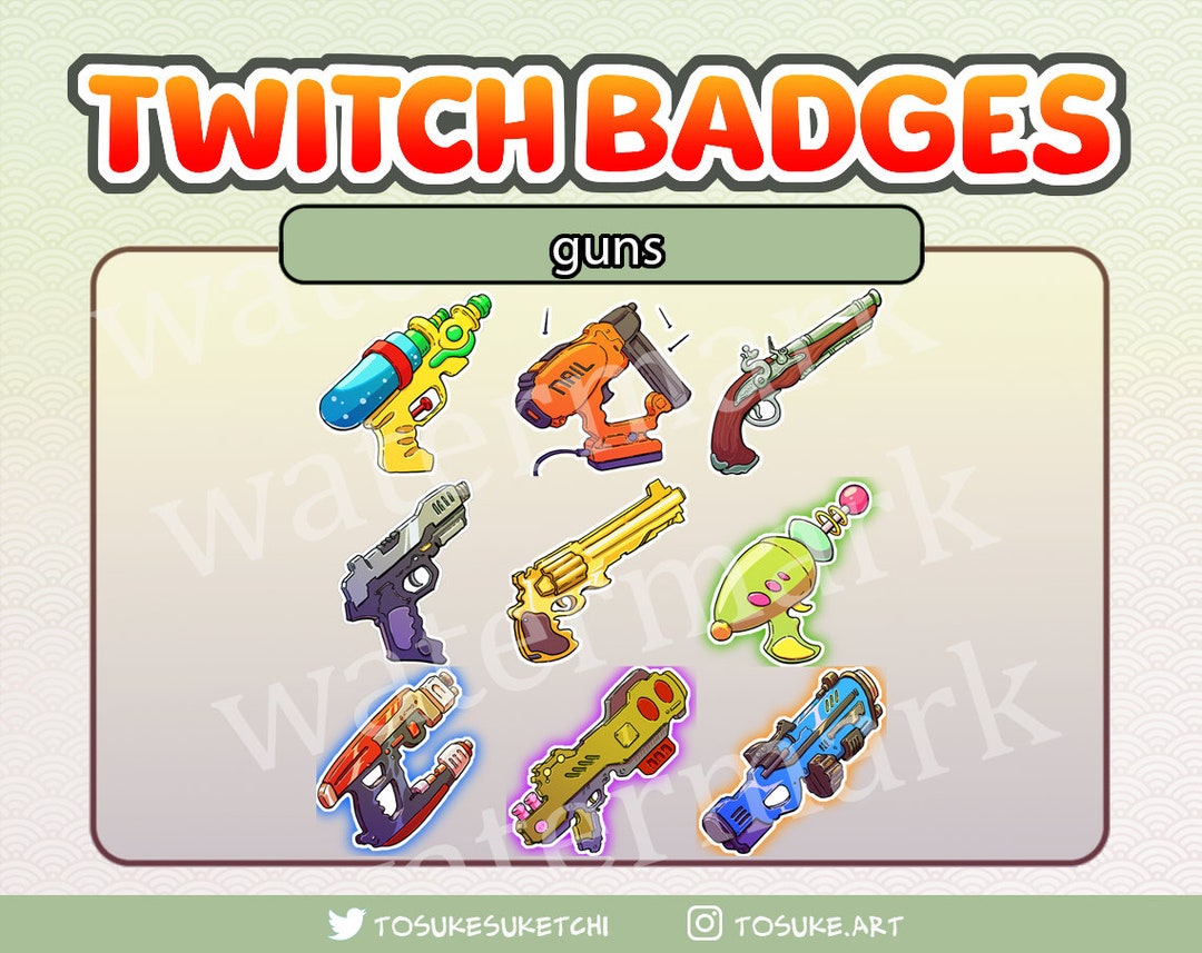 9 Twitch Subscriber Badges or Emotes - Shooting Gun Pistol Blaster ...