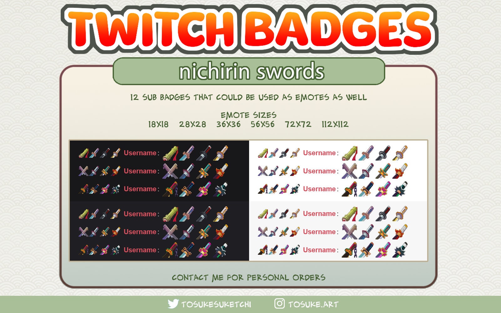 Nichirin Sword Twitch Badges / Emotes ( Bit or Sub) | Slayer Katana ...
