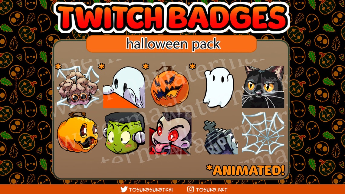 Halloween Twitch Emotes Pack | 4 Animated & 7 Static Emotes | Cute ...