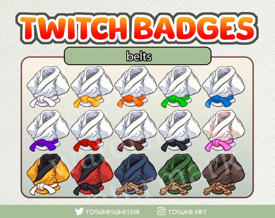 Belt Twitch Sub Bit Badges Fighting Karate Taekwondo Judo Jiujitsu - Etsy