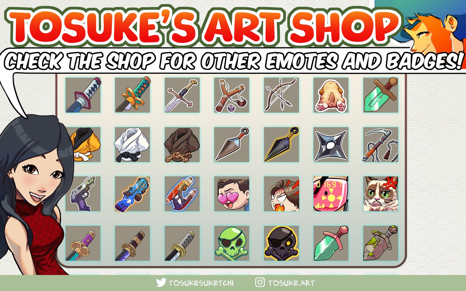 Ninja Weapons Twitch / Sub Badges Emotes Kunai Shuriken Tonfa Nunchucks ...