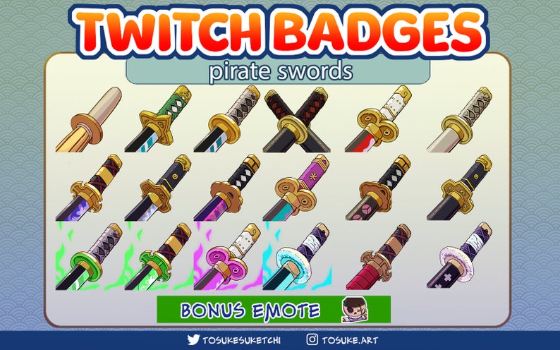 Anime Sword Twitch Badges / Emotes ( Bit or Sub ) | Katana Pirate - Etsy