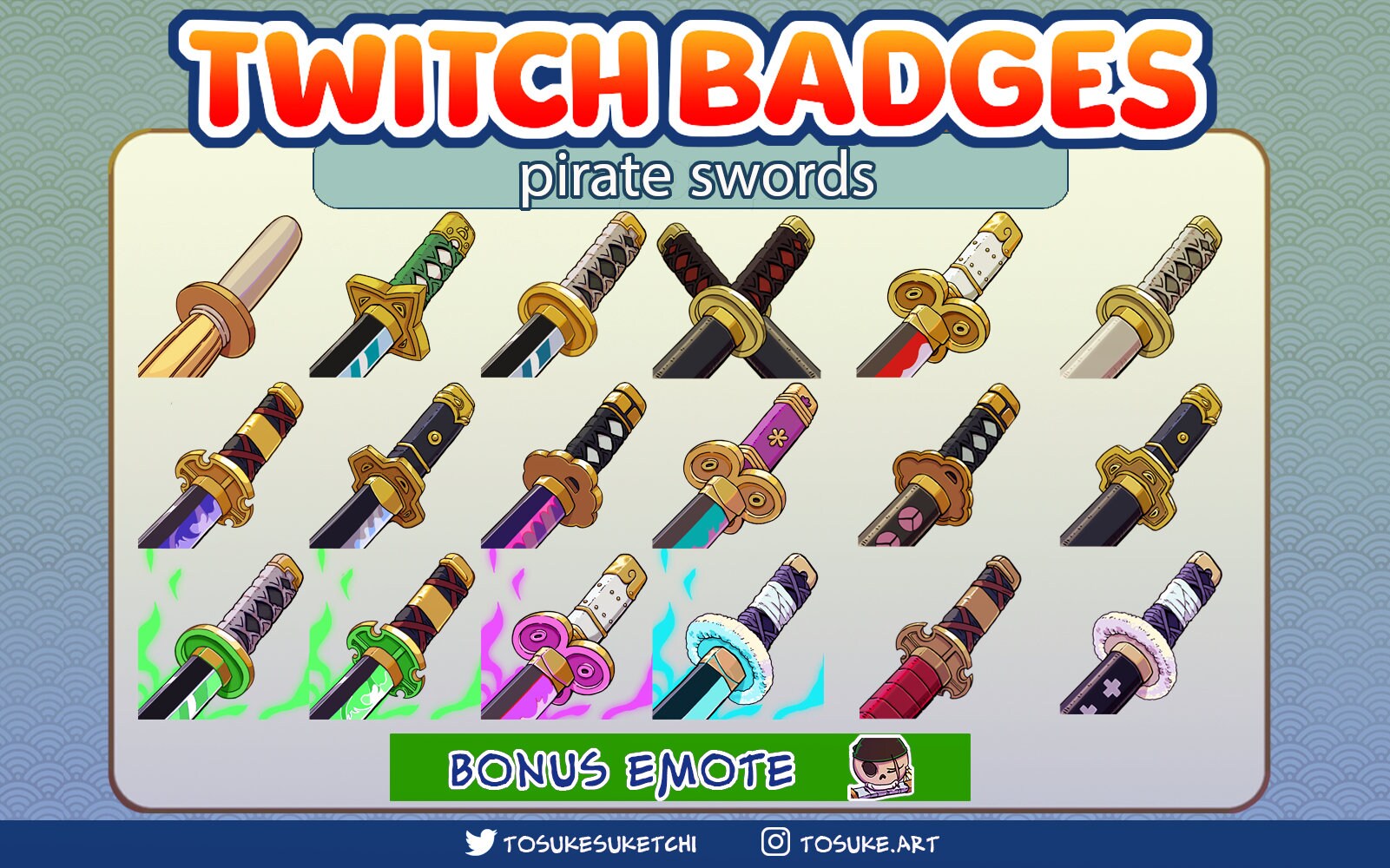 Anime Sword Twitch Badges / Emotes ( Bit or Sub ) | Katana Pirate - Etsy