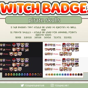Pirate Crew Skulls Twitch Badges / Emotes ( Bit or Sub) Channel Points ...