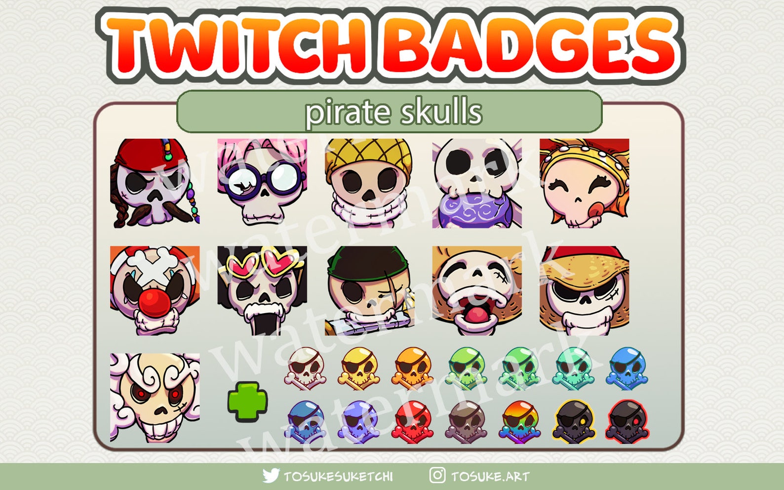 Pirate Crew Skulls Twitch Badges / Emotes ( Bit or Sub) Channel Points ...