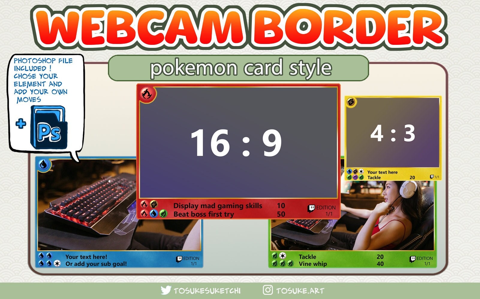 7 Twitch Webcam Border Overlays and Template | Photoshop File Included ...