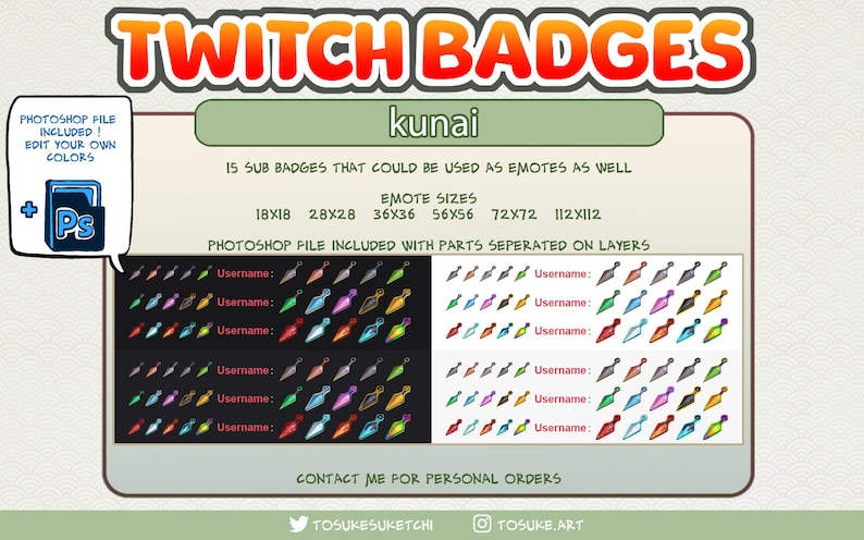 Kunai Twitch Badges / Emotes ( Bit or Sub) Only for Real Ninjas or ...