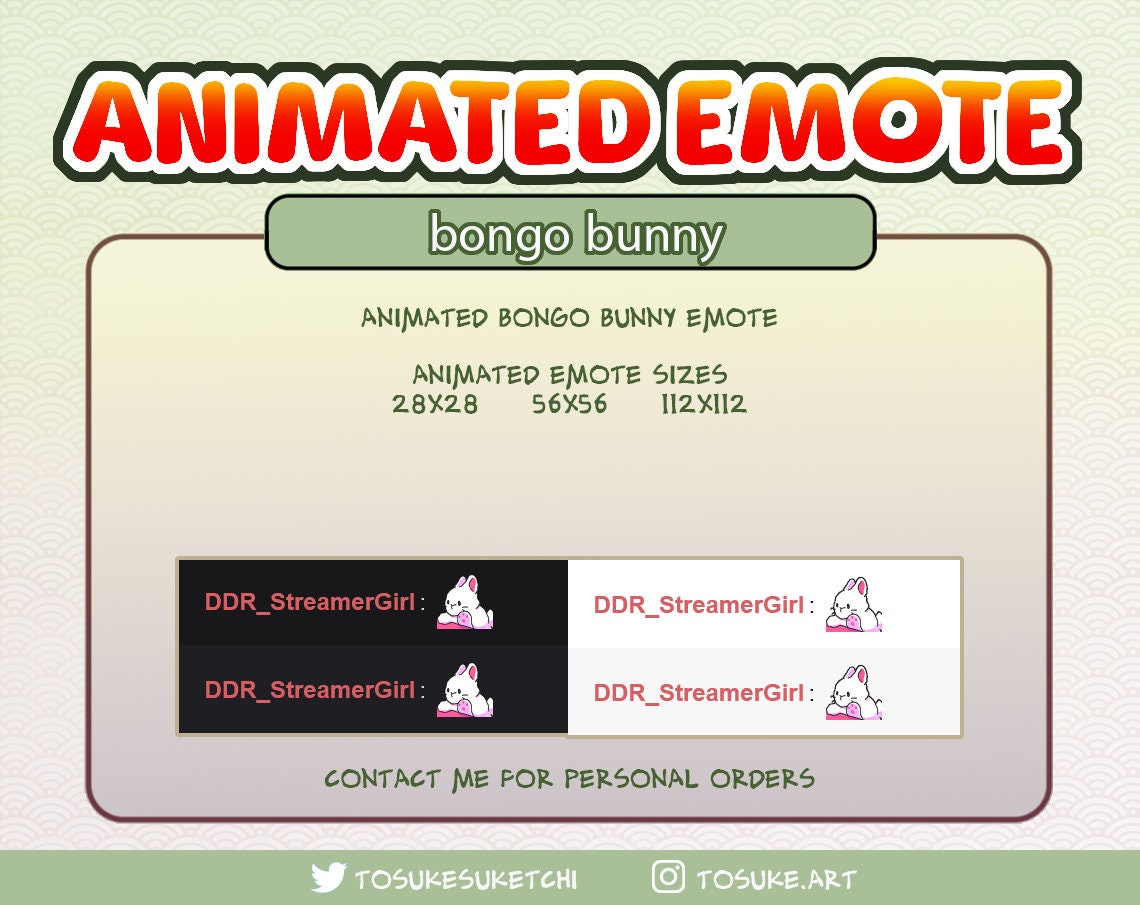 Bongo Bunny Animated Emote Cute Twitch Streamer Vtuber GIF White Bunny ...