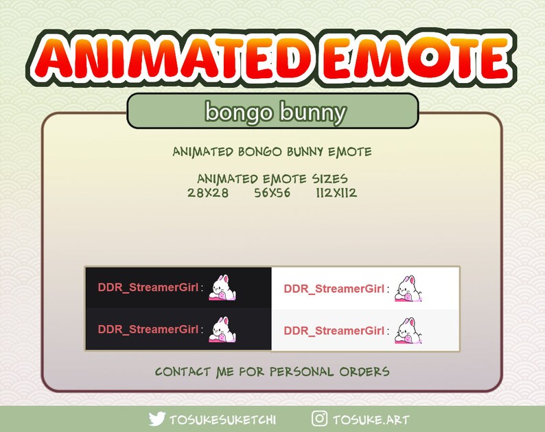 Bongo Bunny Animated Emote Cute Twitch Streamer Vtuber GIF White Bunny ...