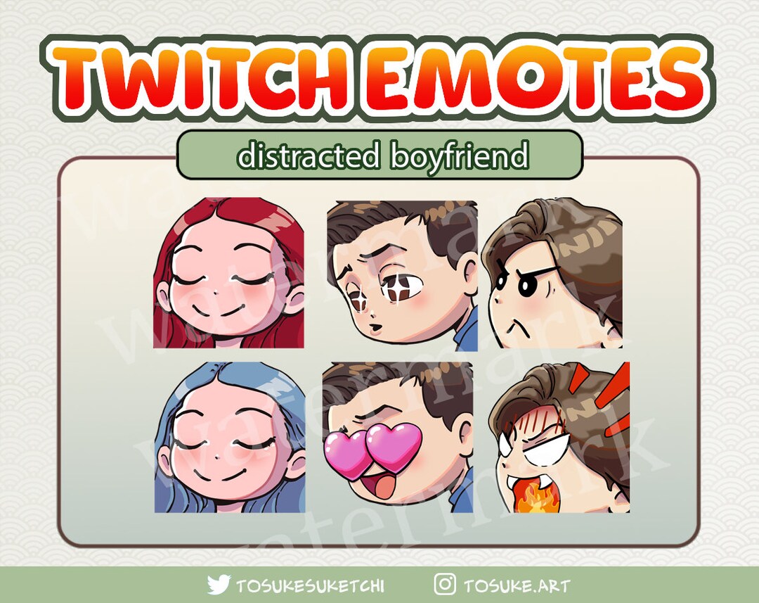 Distracted Boyfriend Meme Cute Funny Girl Boy Emotes - Twitch Discord ...