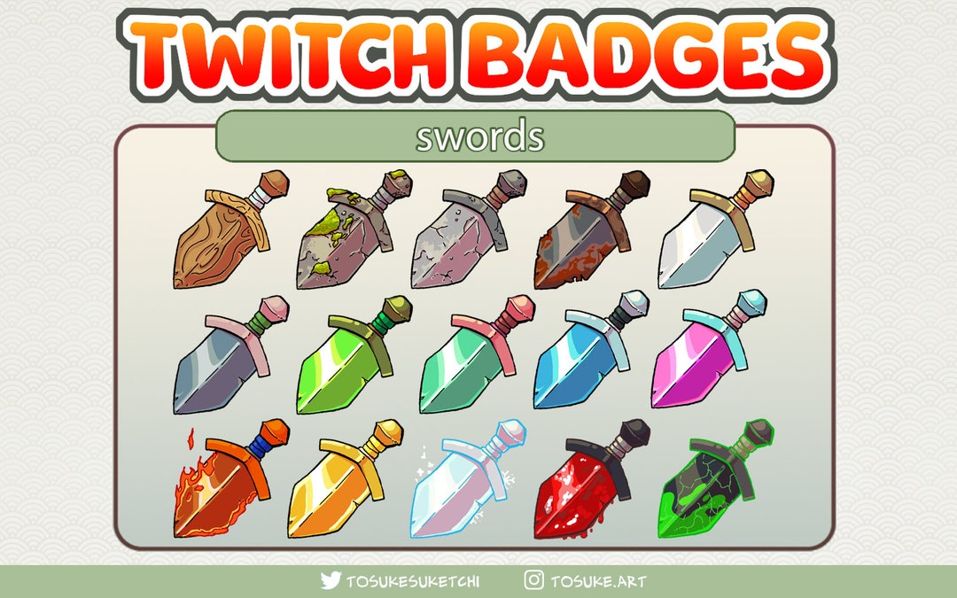 Sword Twitch Badges/emotes: Fantasy Character Sub Badges (instant ...