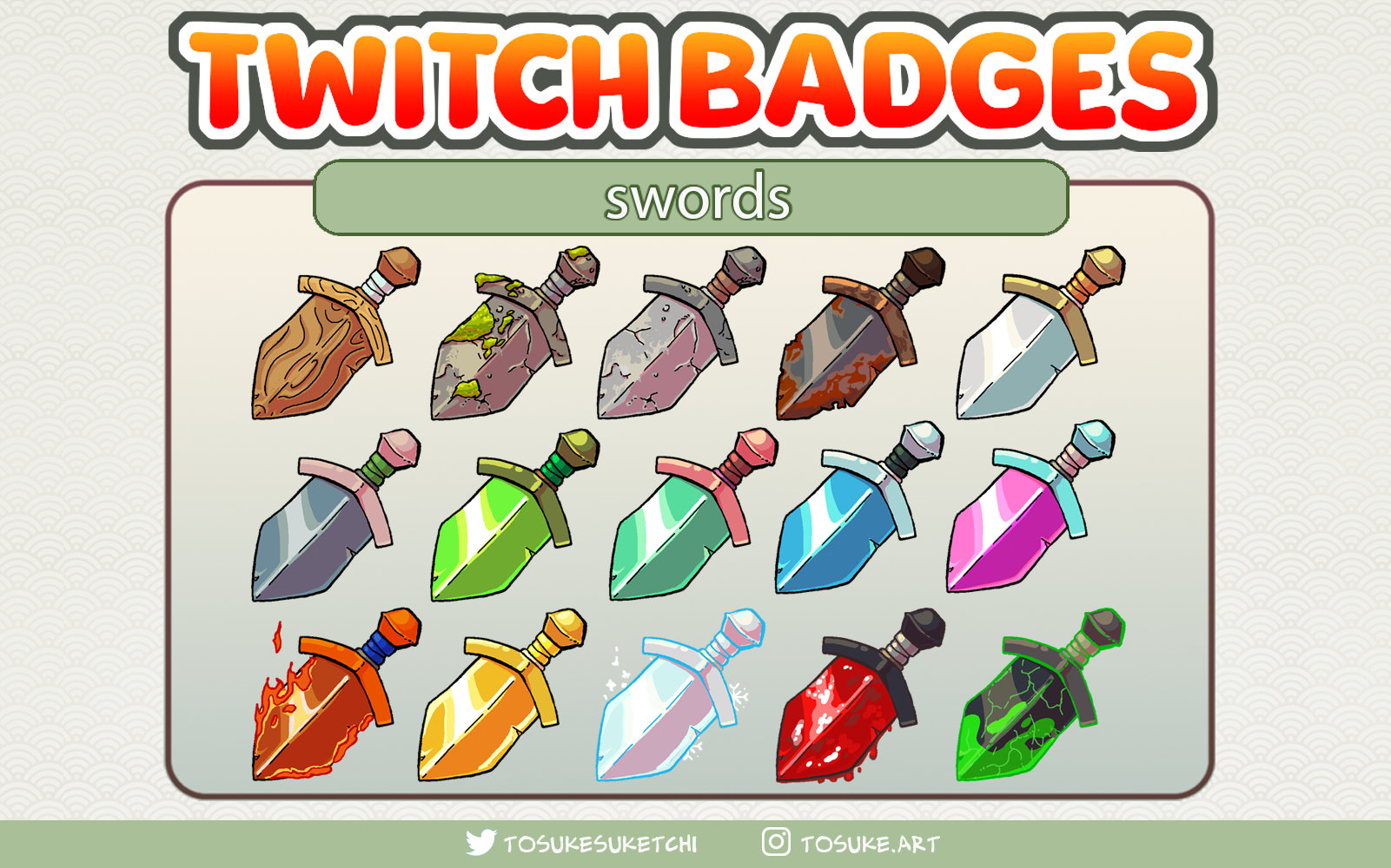 Sword Twitch Badges / Emotes (bit or Sub) 15x / Twitch Bit Badges ...