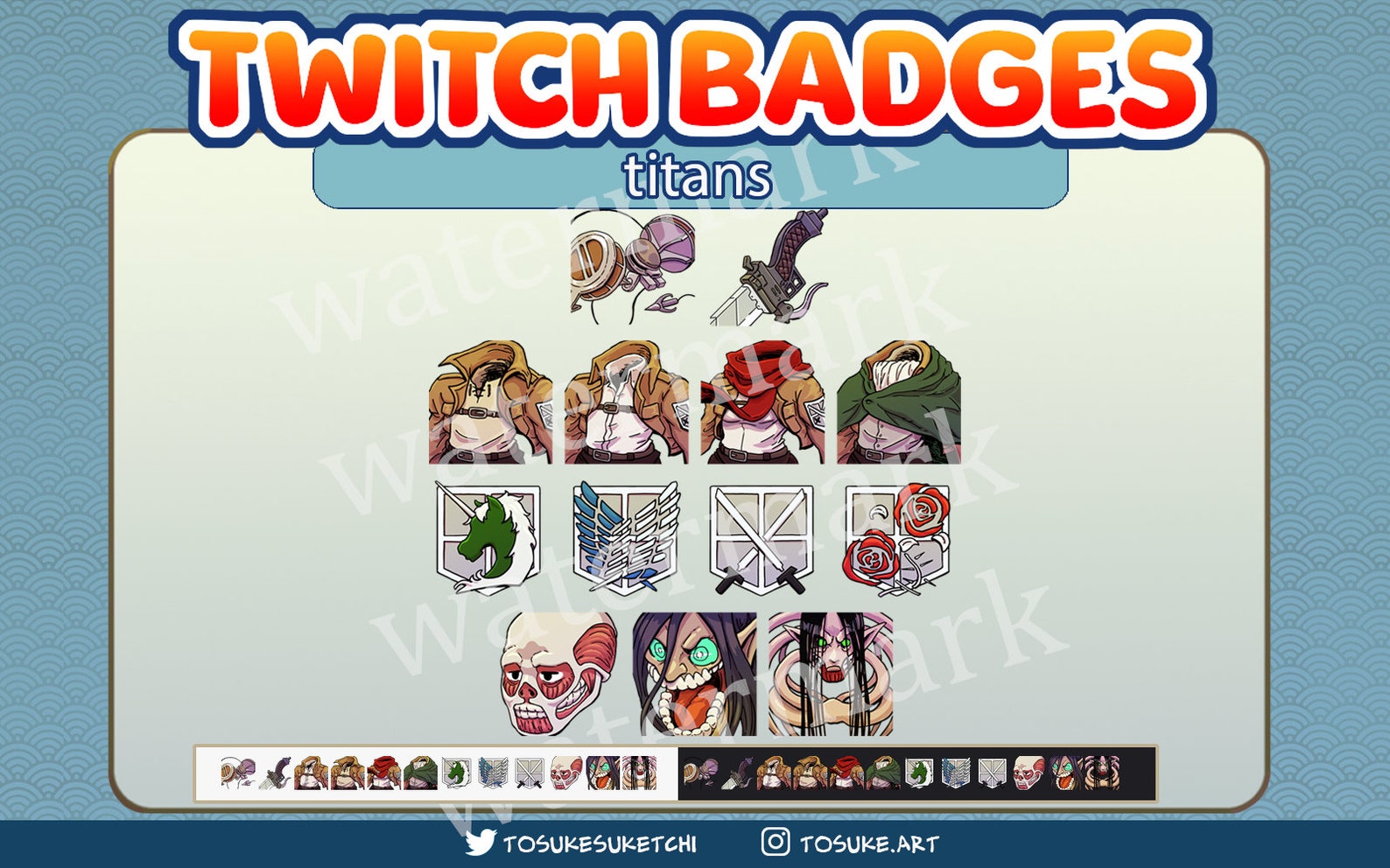 Titan Badges AOT | Twitch Streamer | Anime Emotes Manga Bit or Sub ...