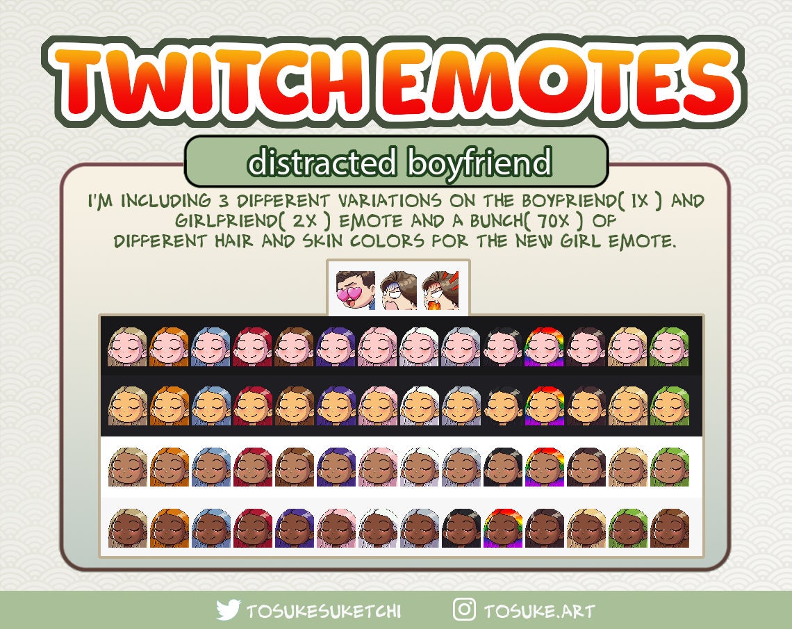 Distracted Boyfriend Meme Cute Funny Girl Boy Emotes - Twitch Discord ...