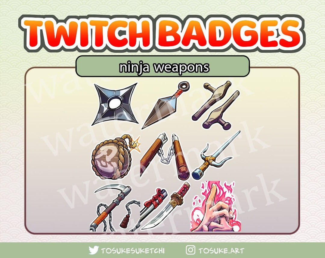 Ninja Weapons Twitch / Sub Badges Emotes - Kunai Shuriken Tonfa ...