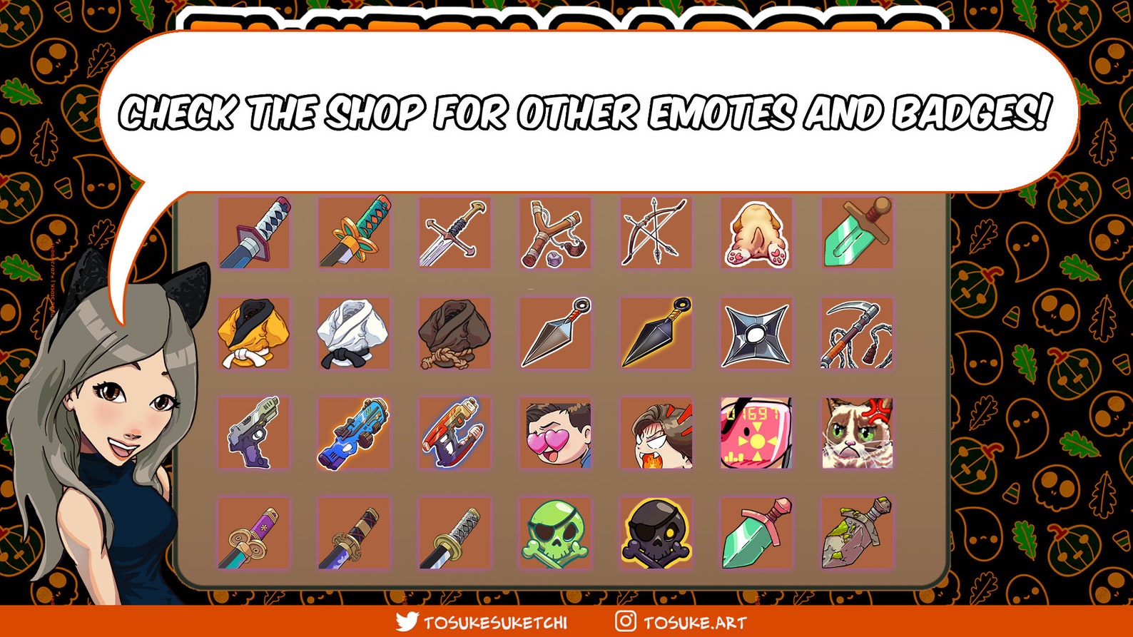 Halloween Twitch Emotes Pack | 4 Animated & 7 Static Emotes | Cute ...