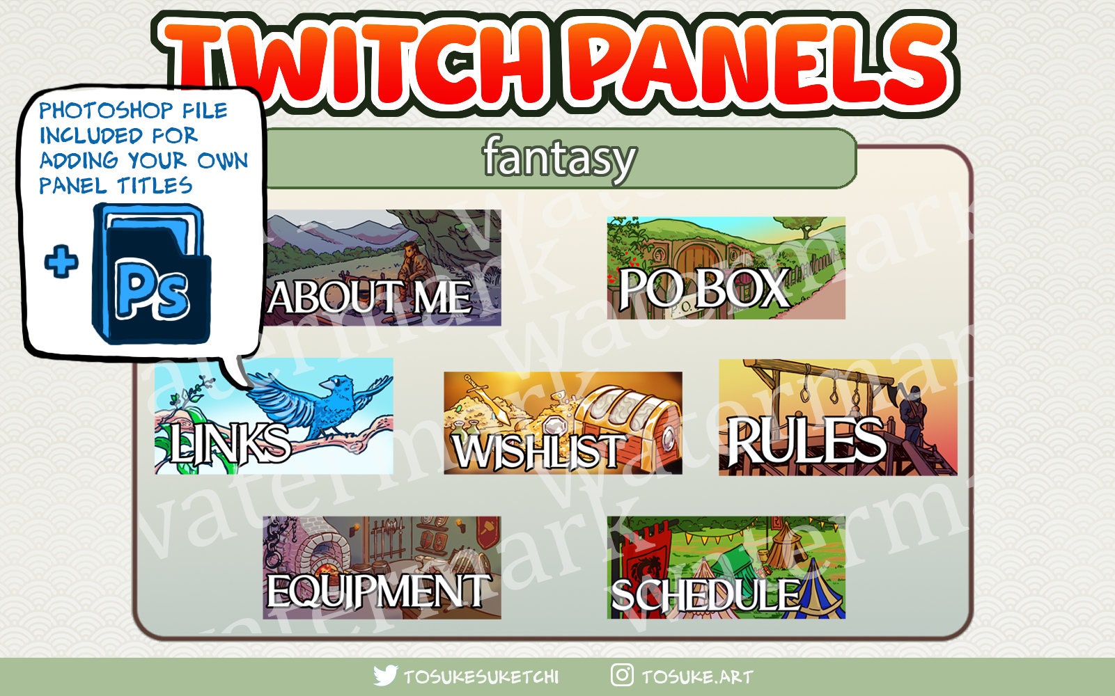 Twitch Panels for Streamers Including the Photoshop File for Adding ...