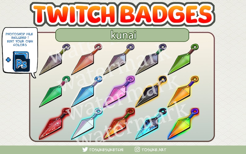 Kunai Twitch Badges / Emotes ( Bit or Sub) Only for Real Ninjas or ...
