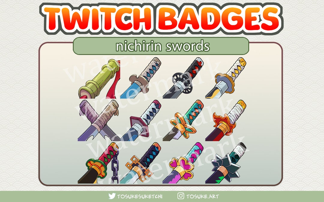Nichirin Sword Twitch Badges / Emotes ( Bit or Sub) | Slayer Katana ...