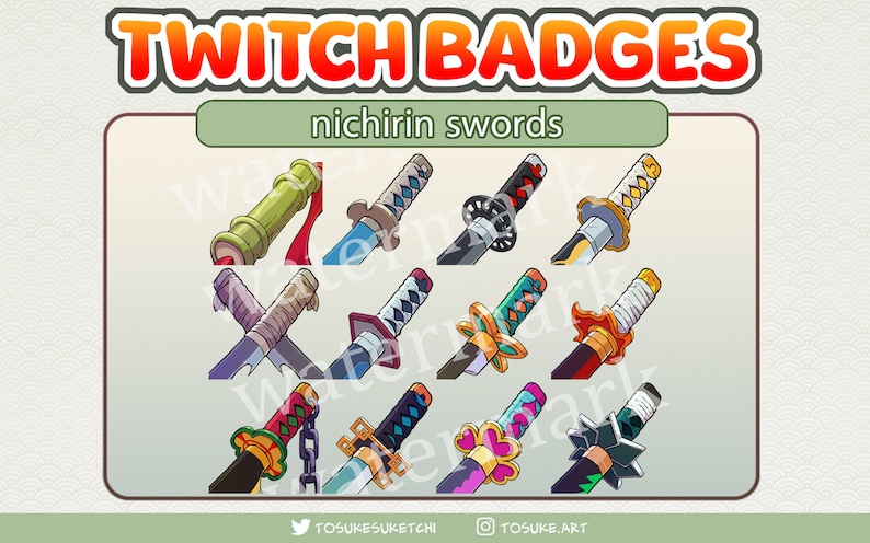 Nichirin Sword Twitch Badges / Emotes ( Bit or Sub) | Slayer Katana ...