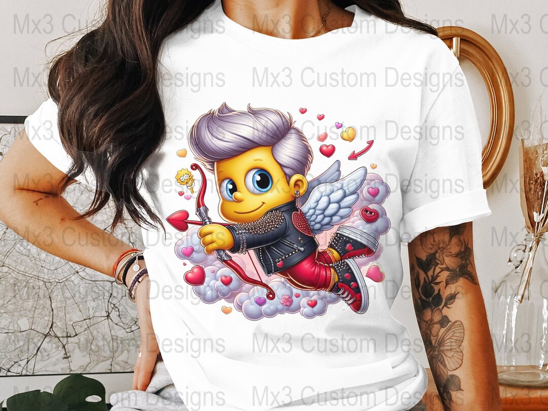 Cute Cupid Pop Art Digital Print, Heart Arrow Angel Wall Decor ...