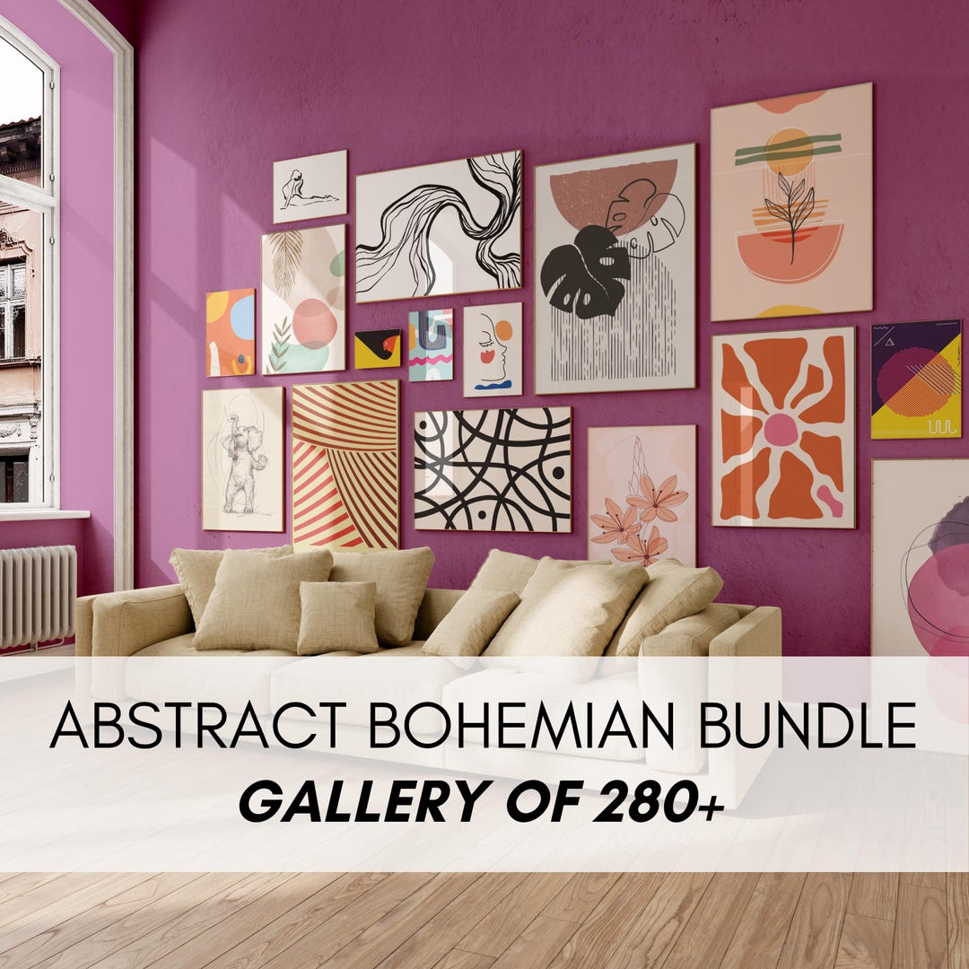 280 Boho Abstract Prints Bundle, Abstract Bundle, Instant Download ...