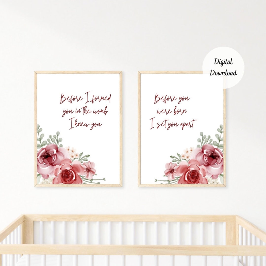 Jeremiah 1:5 Bible Verse Print - Baby Girl Nursery Wall Art - Pretty ...