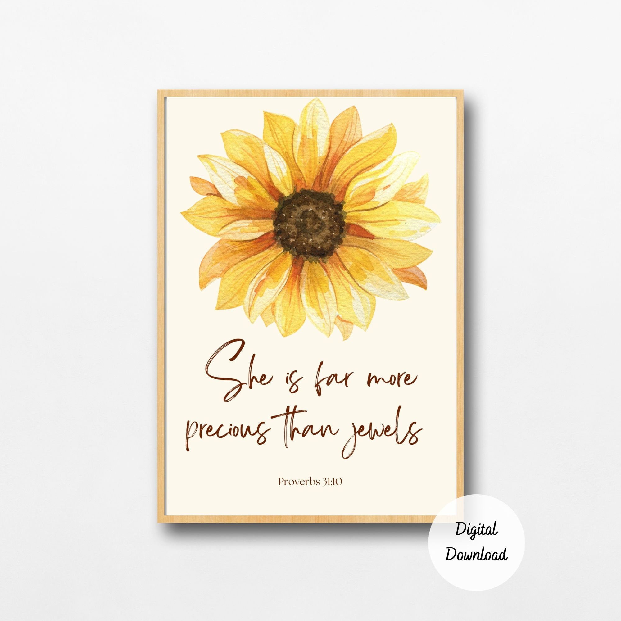 Sunflower Bible Verse Digital Prints - Baby Girl's Nursery Floral Wall ...