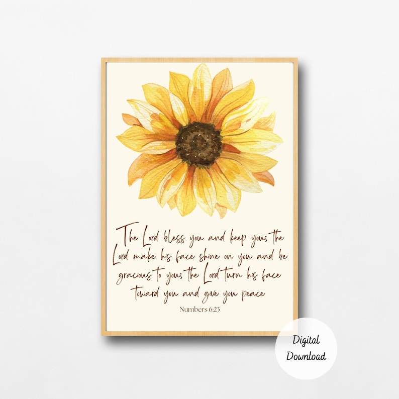 Sunflower Bible Verse Digital Prints - Baby Girl's Nursery Floral Wall ...