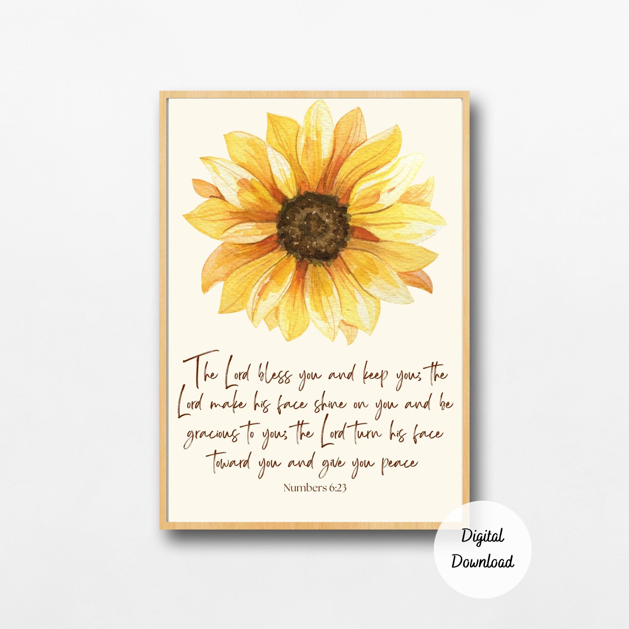 Sunflower Bible Verse Digital Prints - Baby Girl's Nursery Floral Wall ...