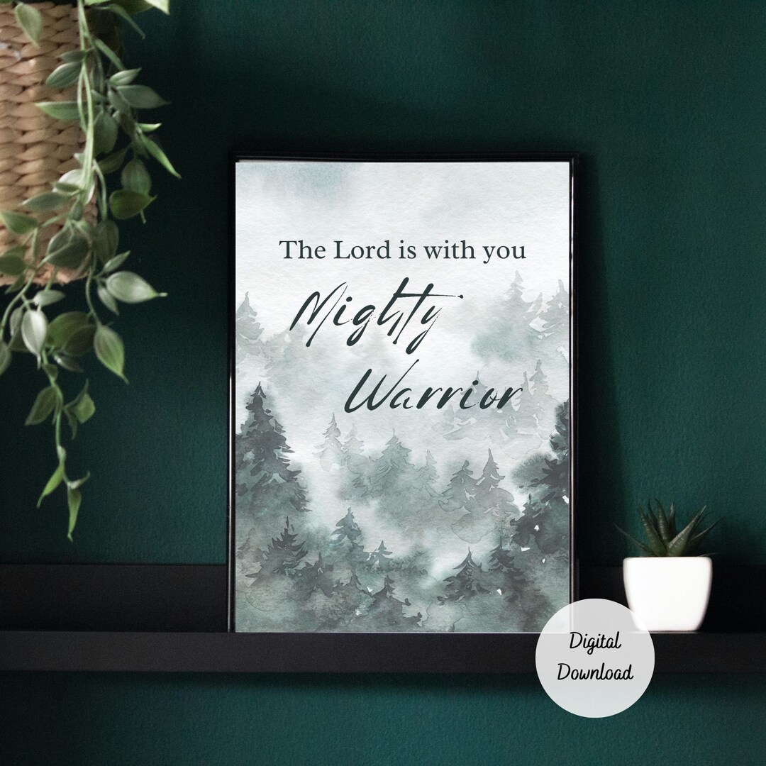 Baby Boy Nursery Wall Art the Lord is With You Mighty Warrior Judges 6: ...