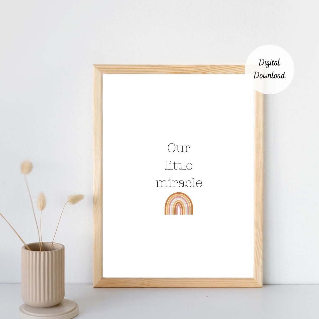 Our Little Miracle Wall Art - Rainbow Baby Nursery Picture - Minimalist ...