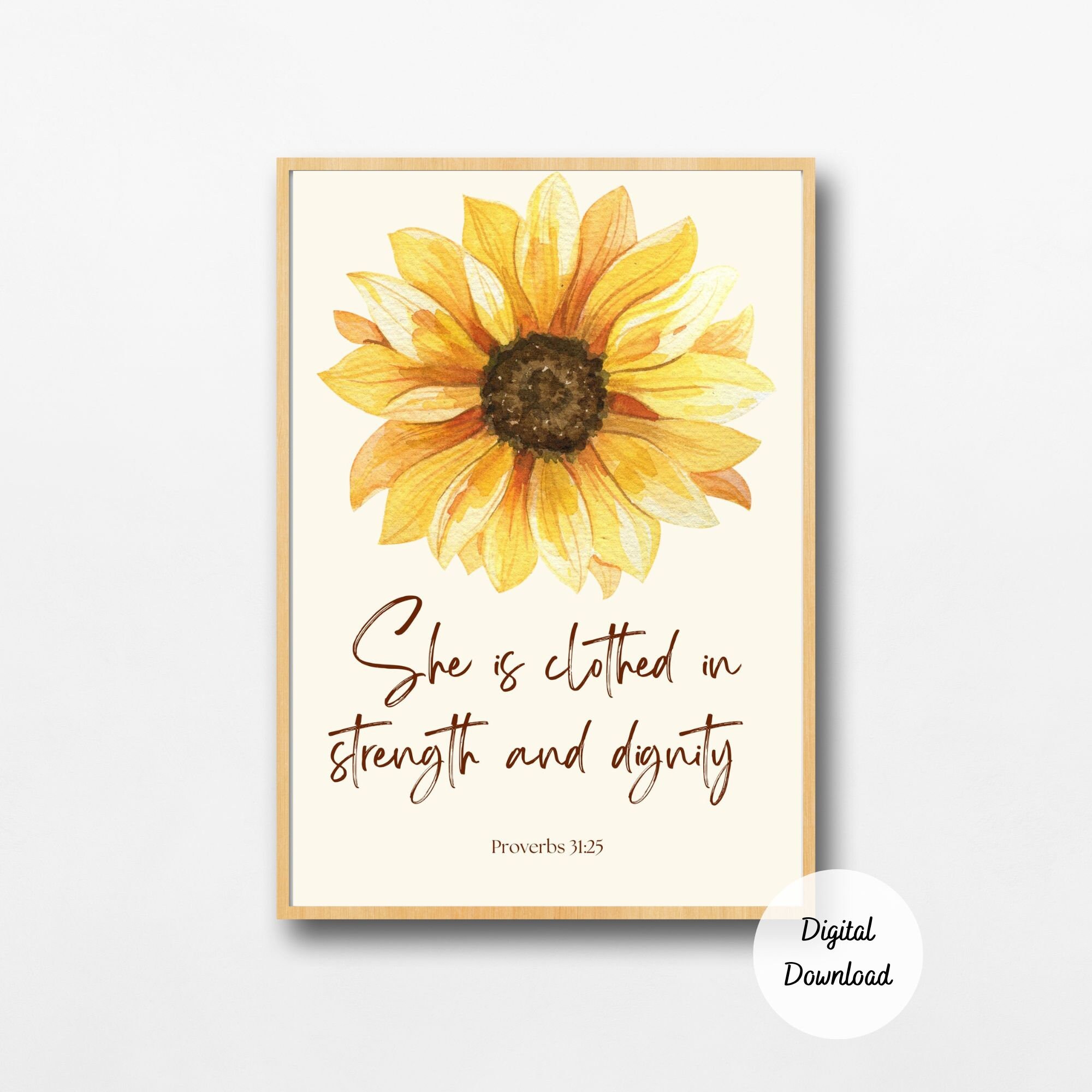 Sunflower Bible Verse Digital Prints - Baby Girl's Nursery Floral Wall ...