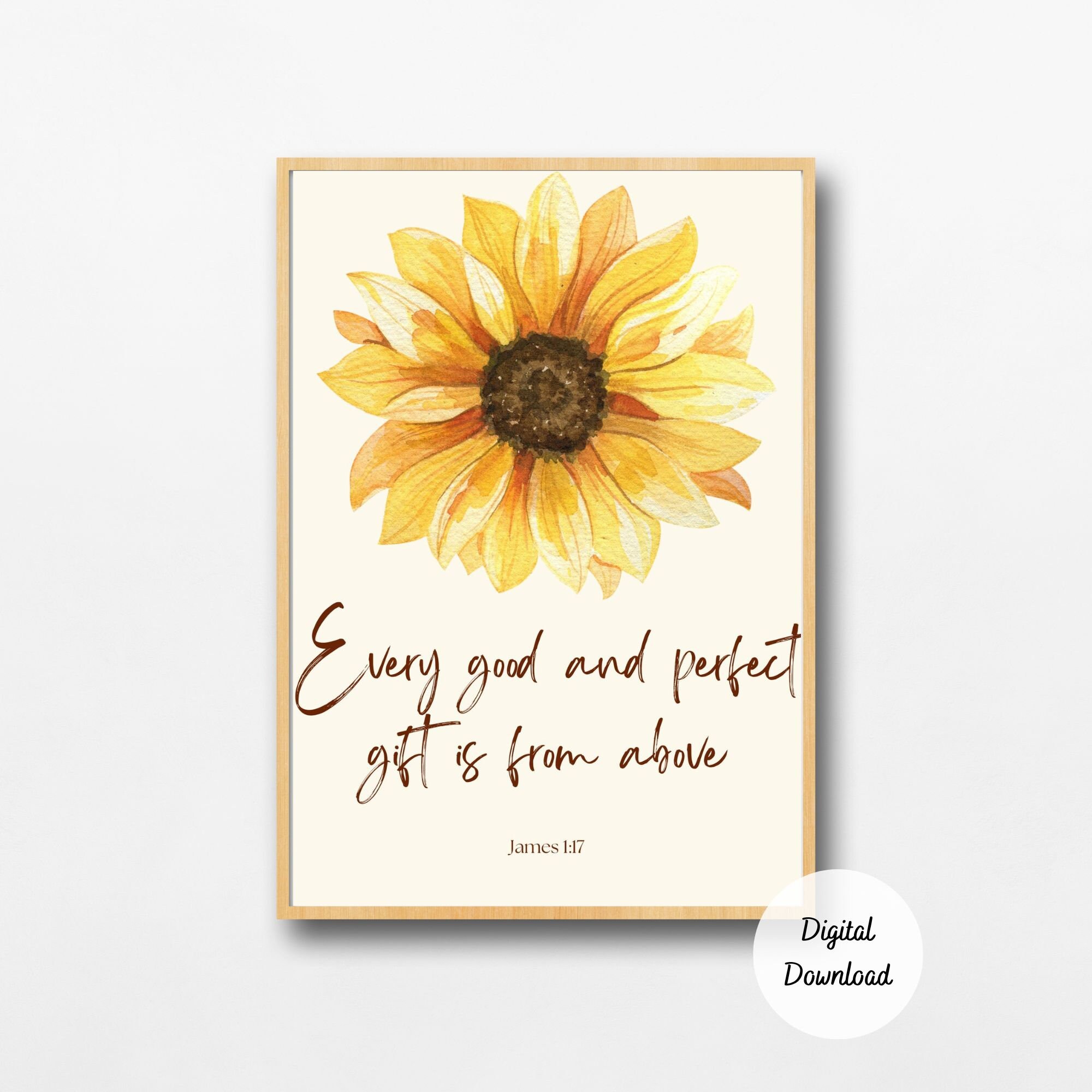 Sunflower Bible Verse Digital Prints - Baby Girl's Nursery Floral Wall ...