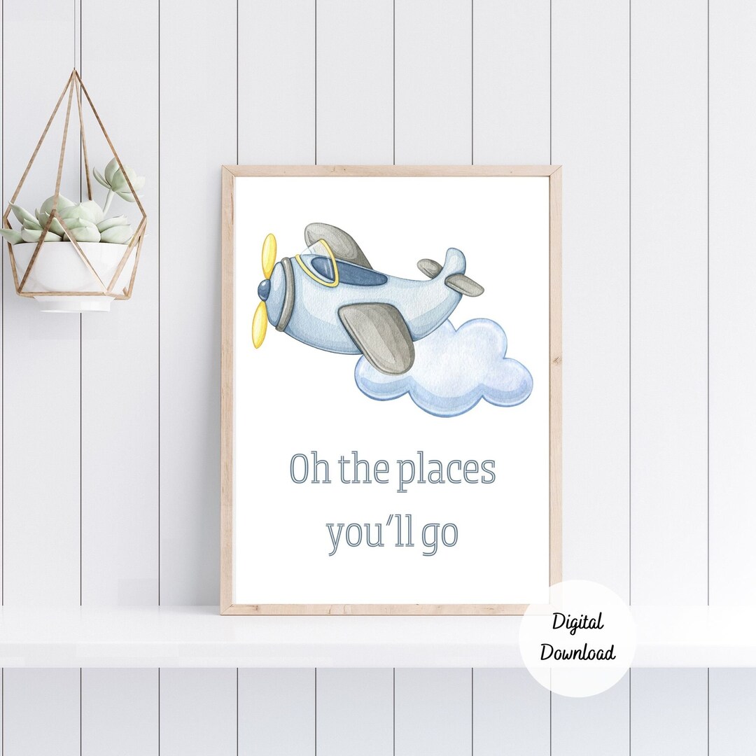 Oh the Places You'll Go Wall Art - Dr.seuss Digital Print - Boys Room ...