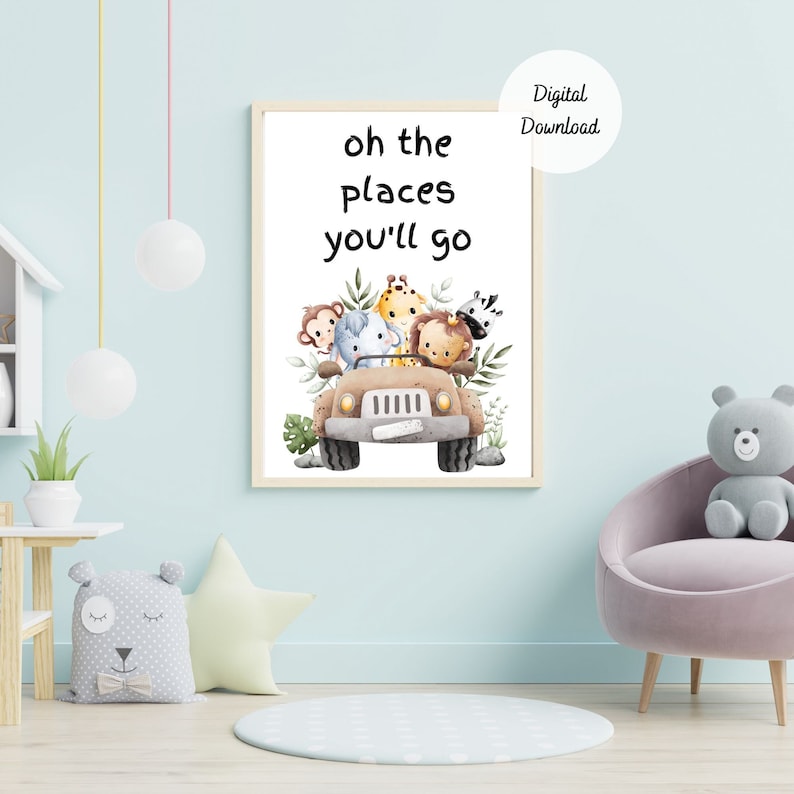 Oh the Places You'll Go Wall Art - Dr.seuss Digital Print - Tan Jeep ...
