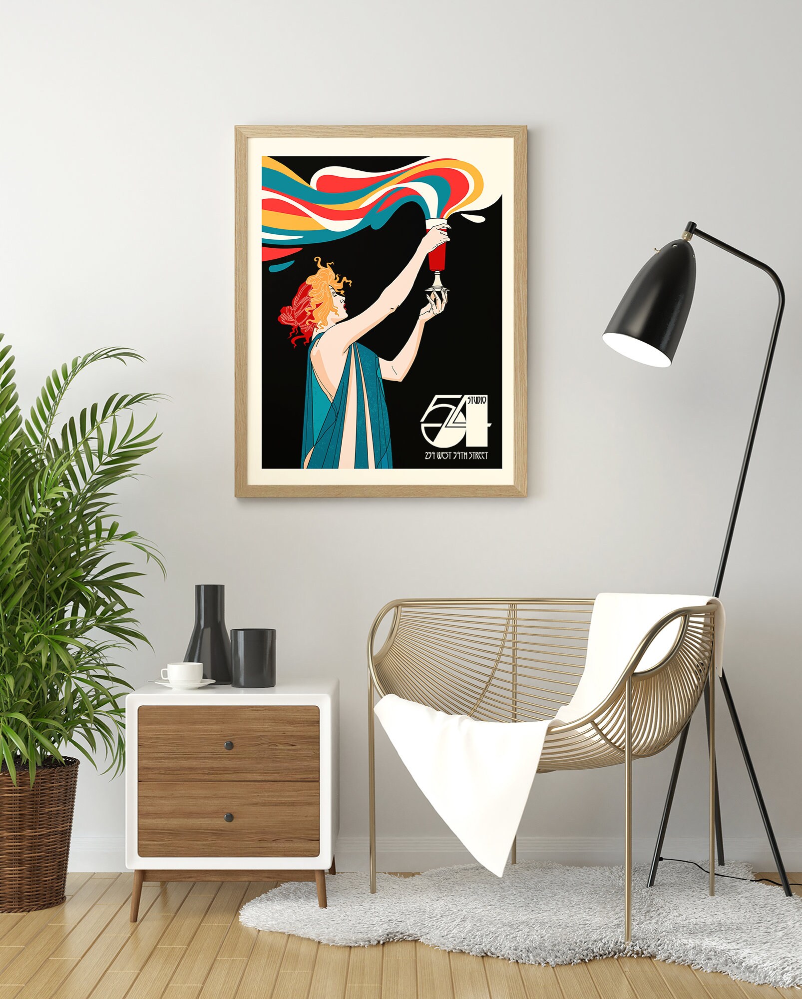 Studio 54 Art Print, Art Deco Poster, Psychedelic Wall Art, Psychedelic ...