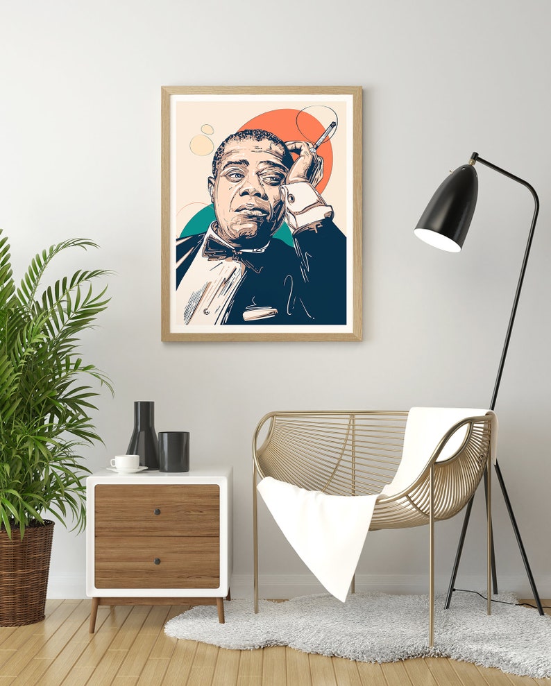 Louis Armstrong Portrait, Louis Armstrong Art Print, Louis Armstrong ...