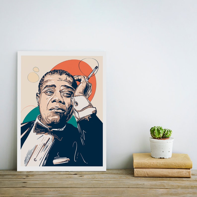 Louis Armstrong Portrait, Louis Armstrong Art Print, Louis Armstrong ...