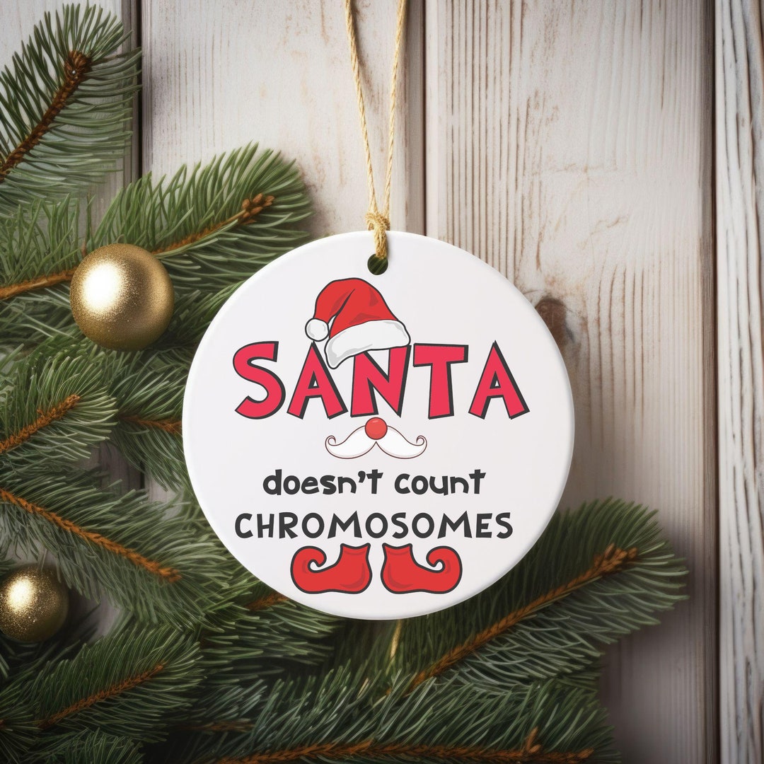 Santa Doesn't Count Chromosomes Ornament, Down Syndrome Christmas ...