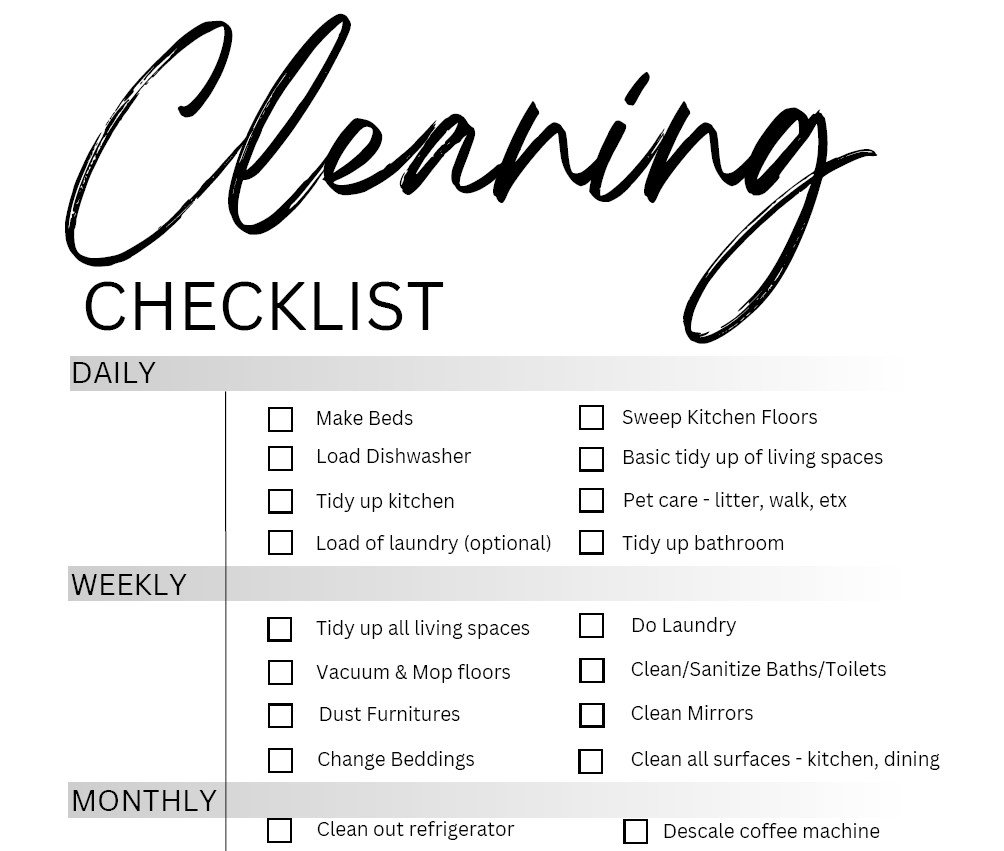 Ultimate Cleaning Checklist - Etsy