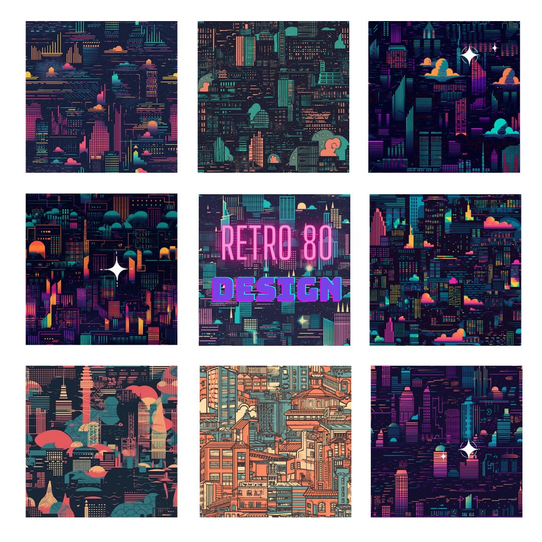 Retro 80s Design Patterns - Etsy