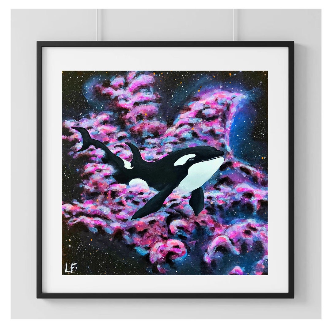 Cosmic Orca Killer Whale Swimming Through Pink Nebula in Space Fine Art ...