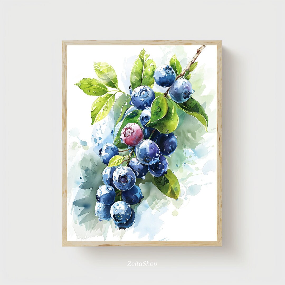 Summer Blueberry Bliss Watercolor Painting - Etsy