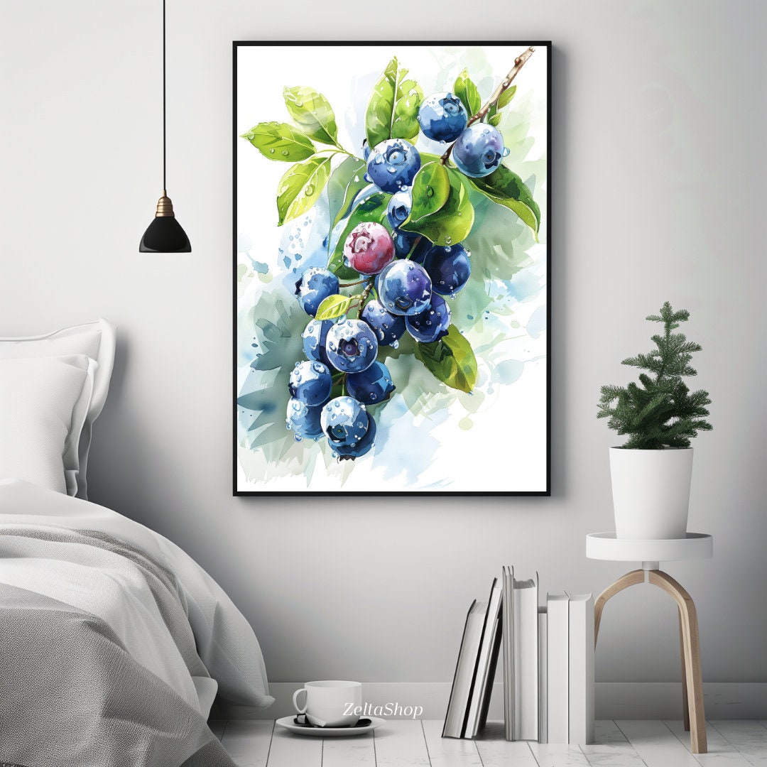 Summer Blueberry Bliss Watercolor Painting - Etsy