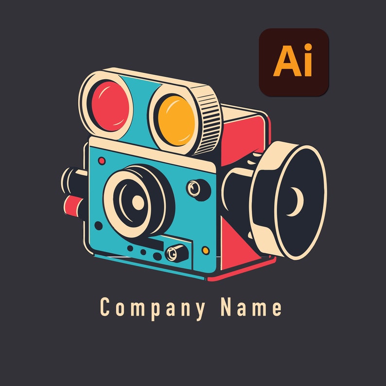 Colorful Retro Camera Logo Digital Download for Adobe Illustrator - Etsy